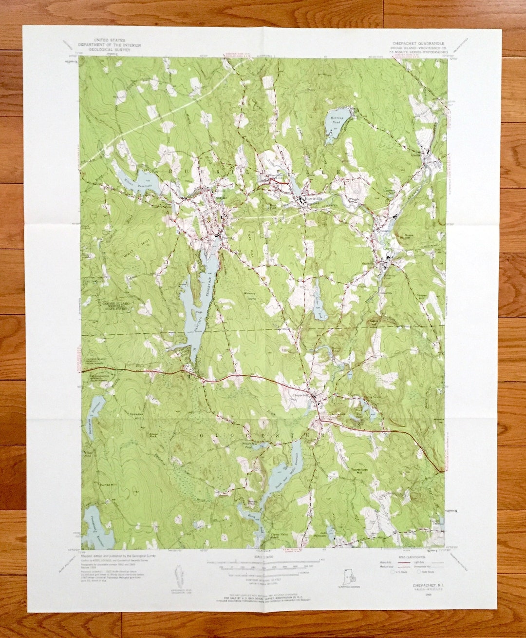 Antique Chepachet, Rhode Island 1955 US Geological Survey Topographic ...
