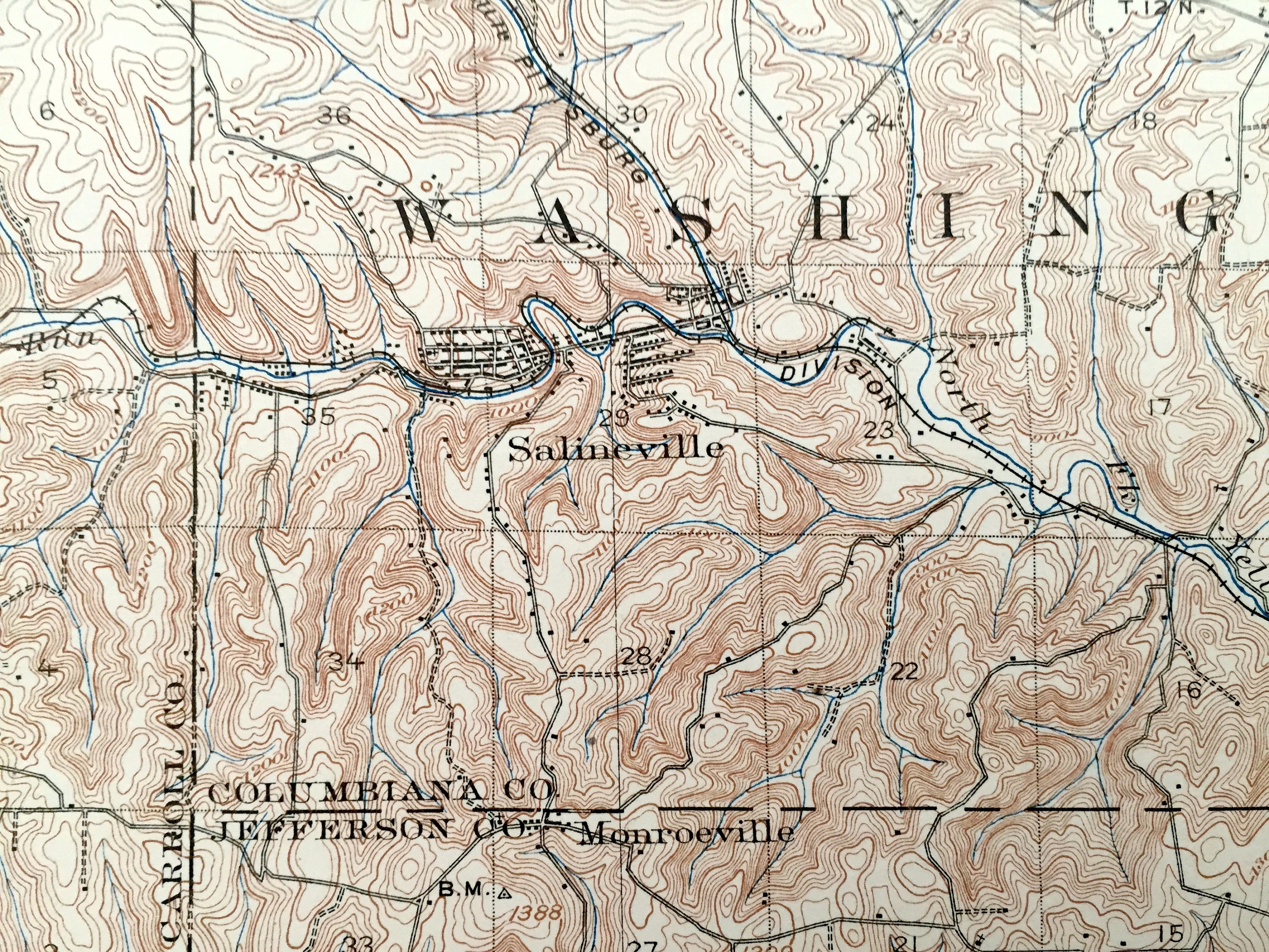 Antique Salineville, Ohio 1905 US Geological Survey Topographic Map ...
