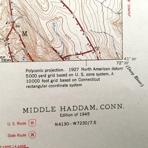 Antique Middle Haddam, Connecticut 1945 US Geological Survey ...