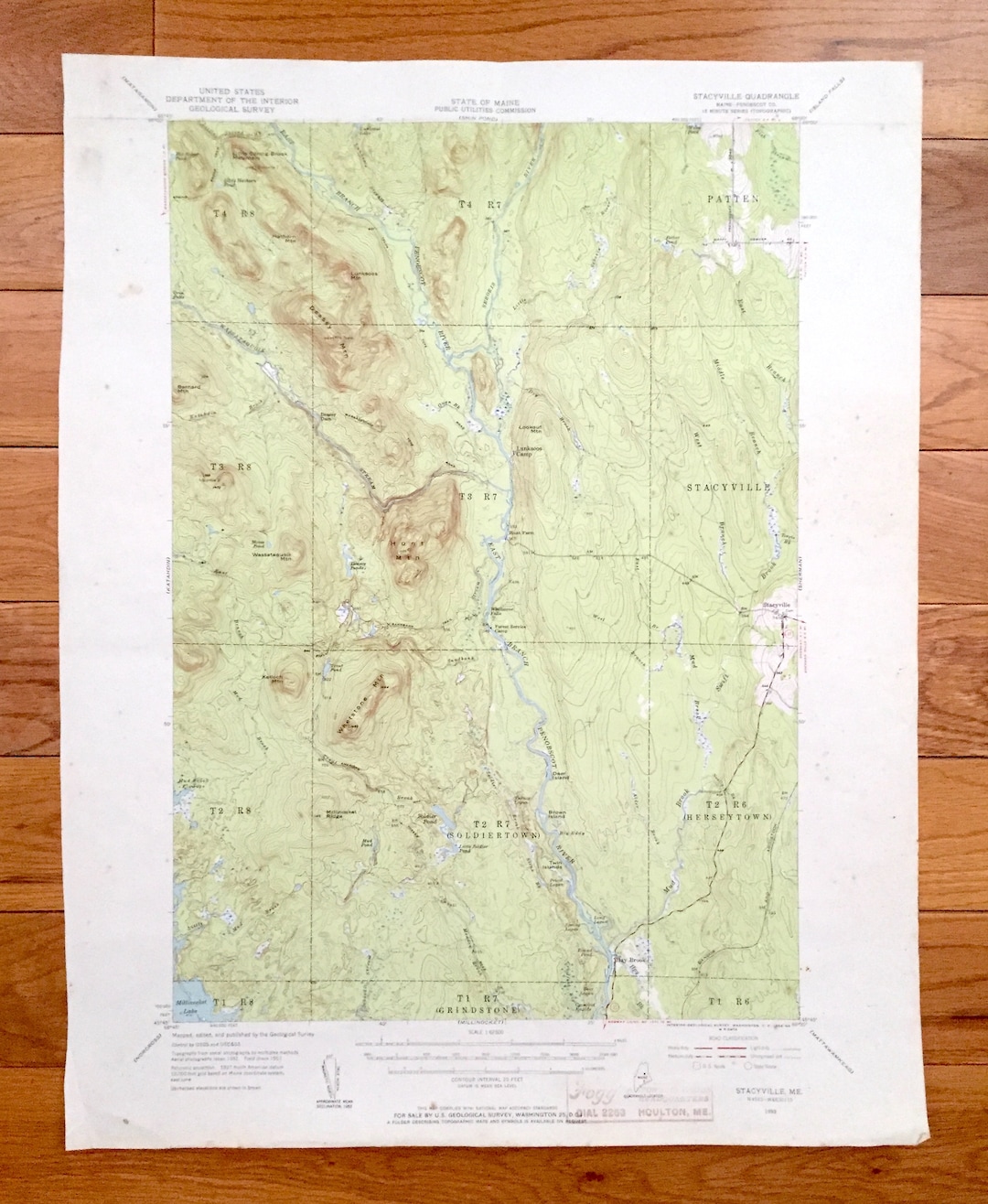 Antique Stacyville, Maine 1953 US Geological Survey Topographic Map ...