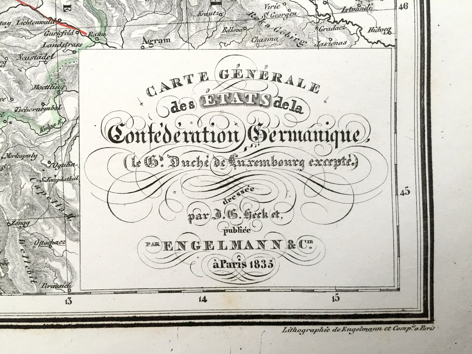 Antique 1835 Ancient Germany Map From JG Heck's Atlas Géographique ...