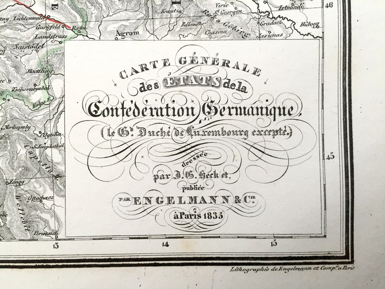 Antique 1835 Ancient Germany Map From JG Heck's Atlas Géographique ...