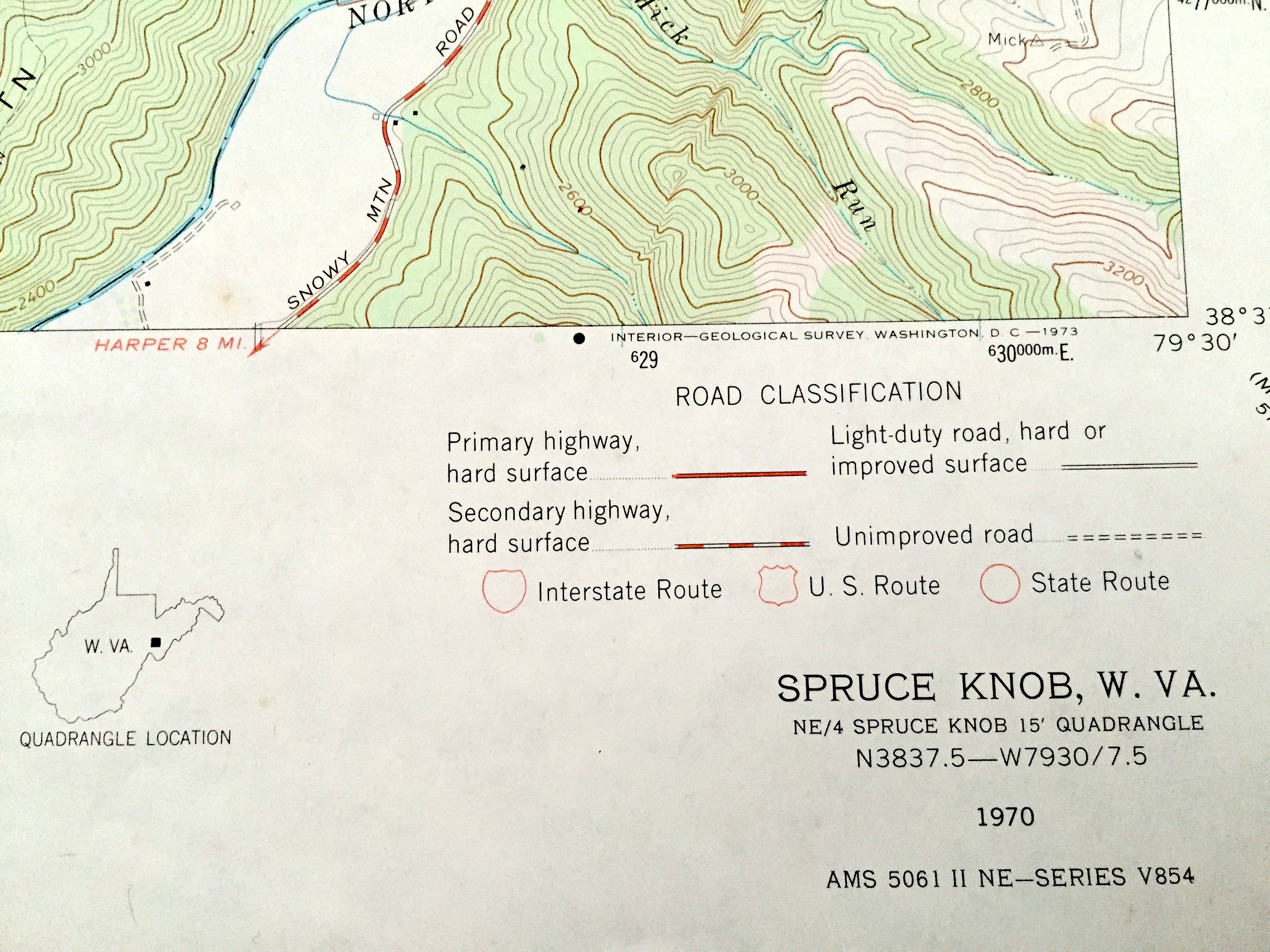 Antique Spruce Knob West Virginia 1970 US Geological Survey | Etsy