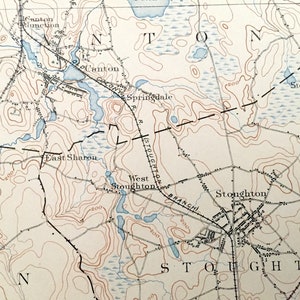 Antique Dedham, Massachusetts 1894 US Geological Survey Topographic Map ...