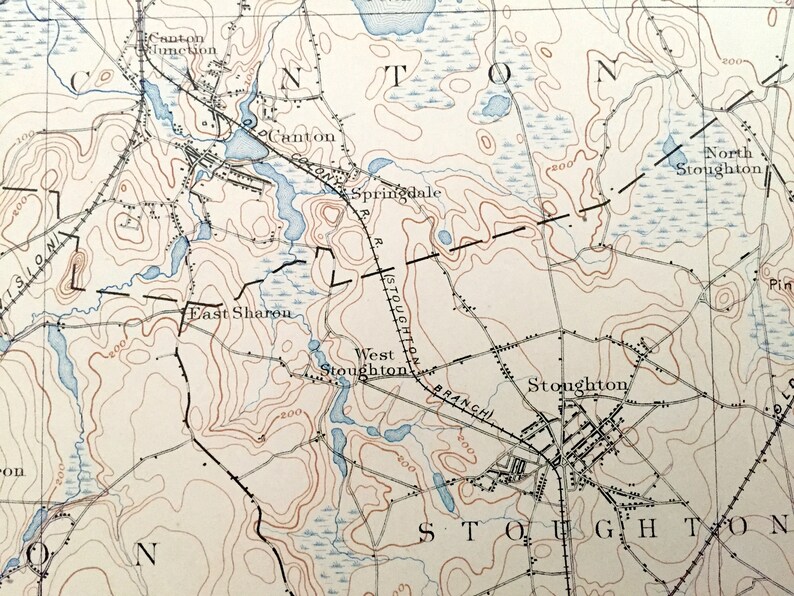 Antique Dedham Massachusetts 1894 US Geological Survey - Etsy