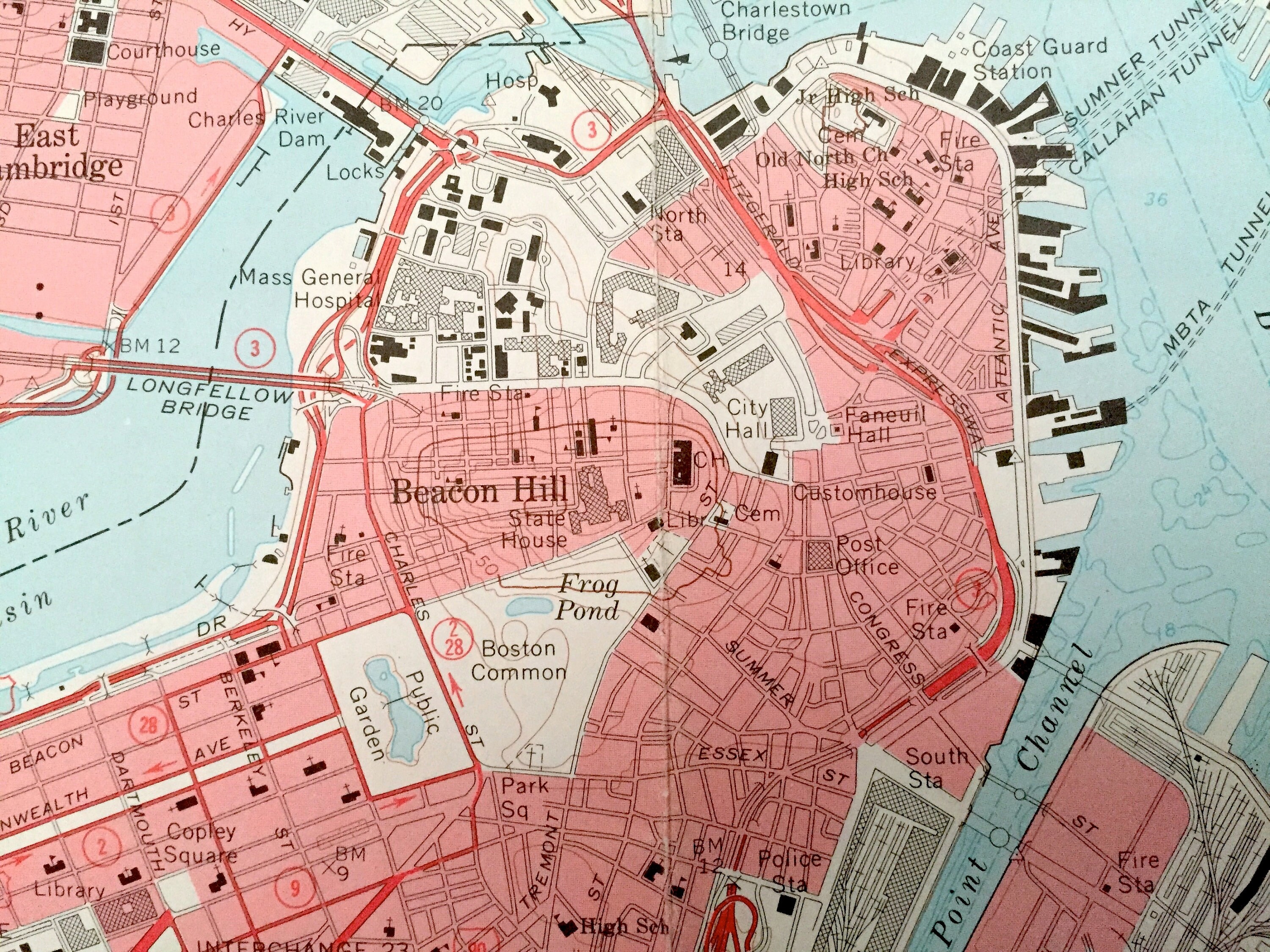 Antique Boston, Massachusetts 1970 US Geological Survey Topographic Map ...