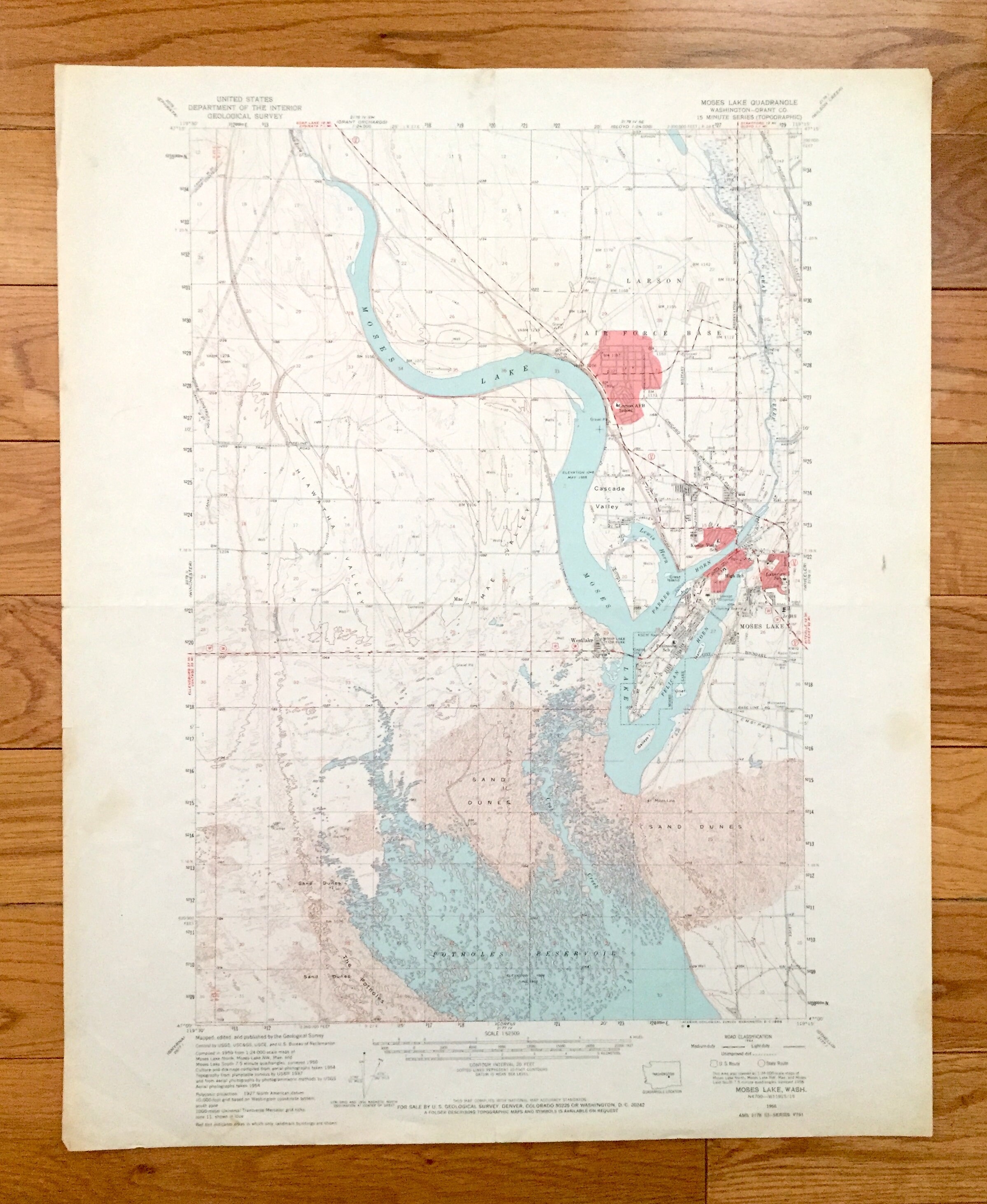 Antique Moses Lake Washington 1956 US Geological Survey | Etsy