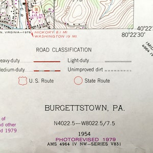 Antique Burgettstown, Pennsylvania 1954 US Geological Survey ...