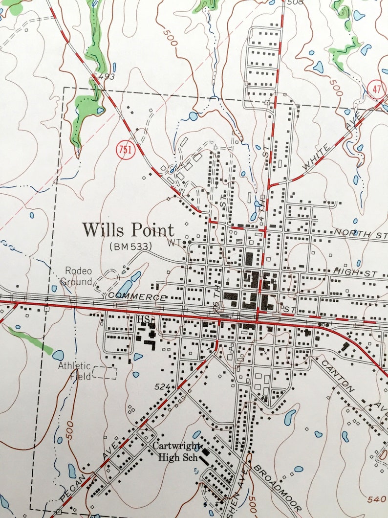 Antique Wills Point, Texas 1962 US Geological Survey Topographic Map ...