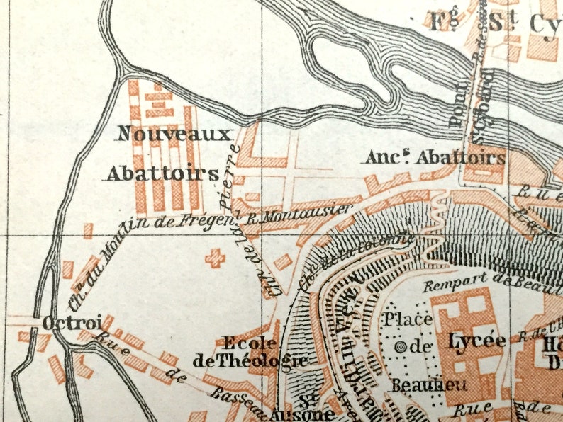 Antique 1914 Angouleme France Map From Baedekers Guide Atlas - Etsy