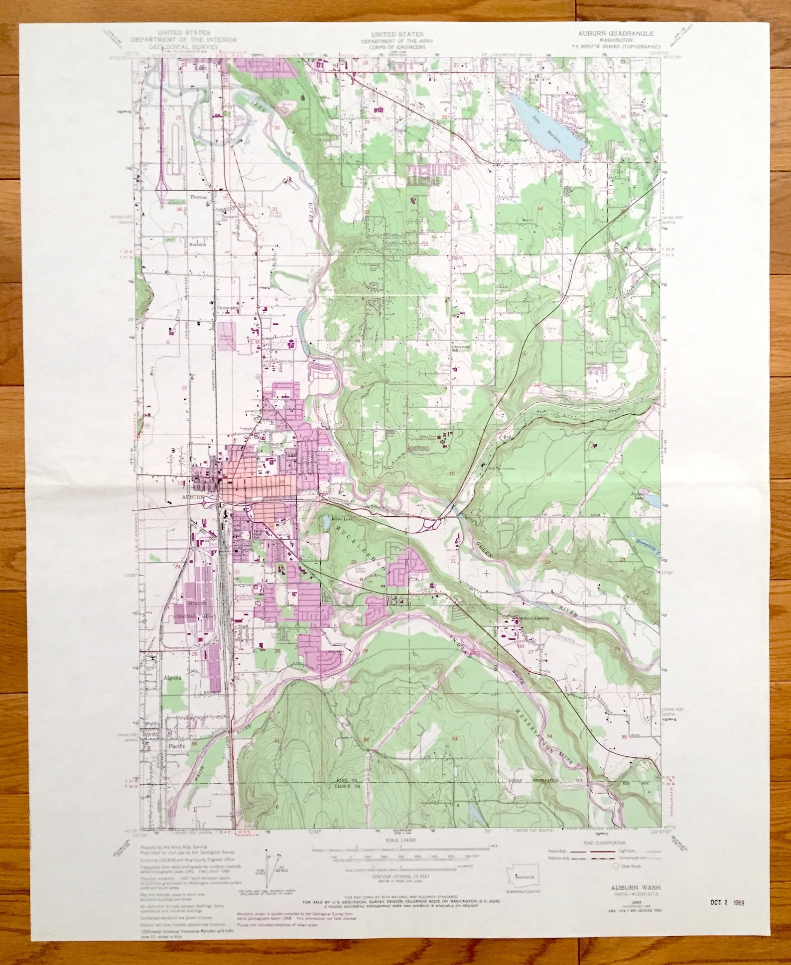 Antique Auburn Washington 1949 US Geological Survey | Etsy