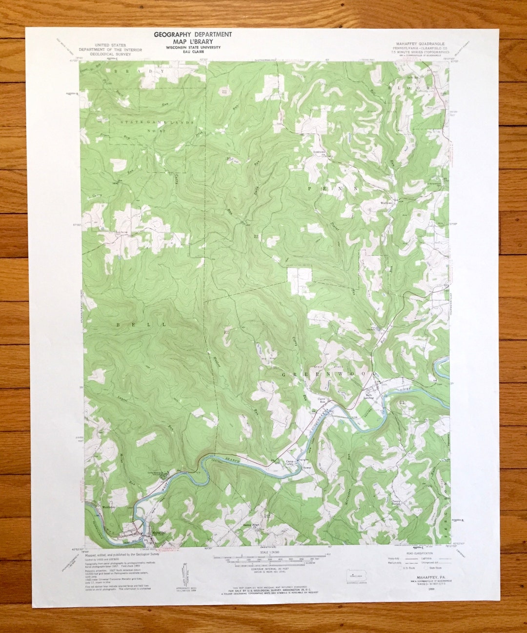 Antique Mahaffey, Pennsylvania 1959 US Geological Survey Topographic ...