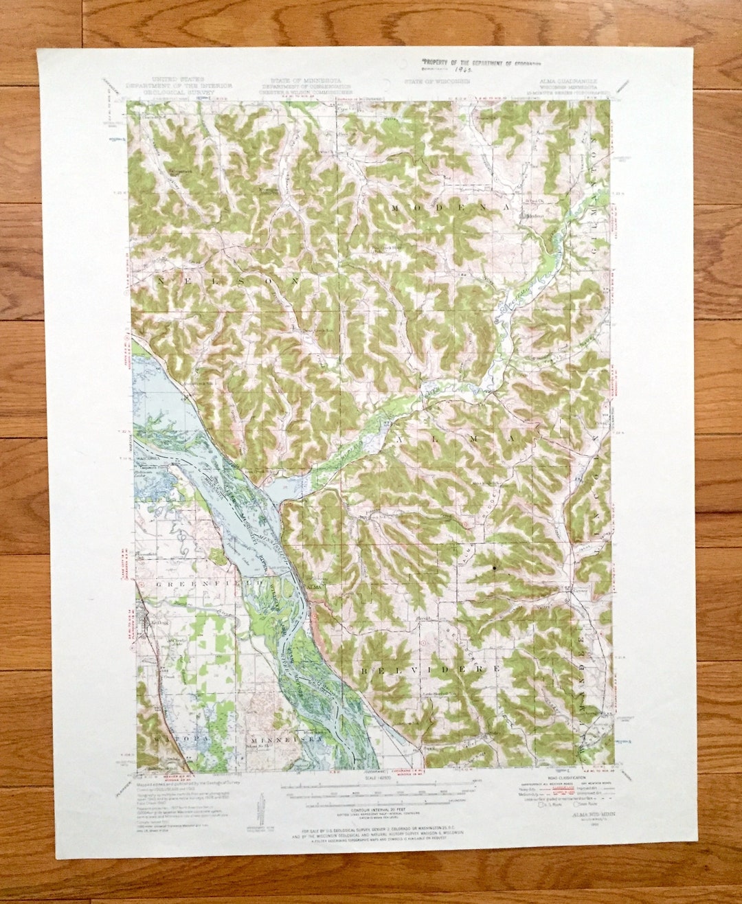 Antique Alma, Wisconsin 1950 US Geological Survey Topographic Map ...