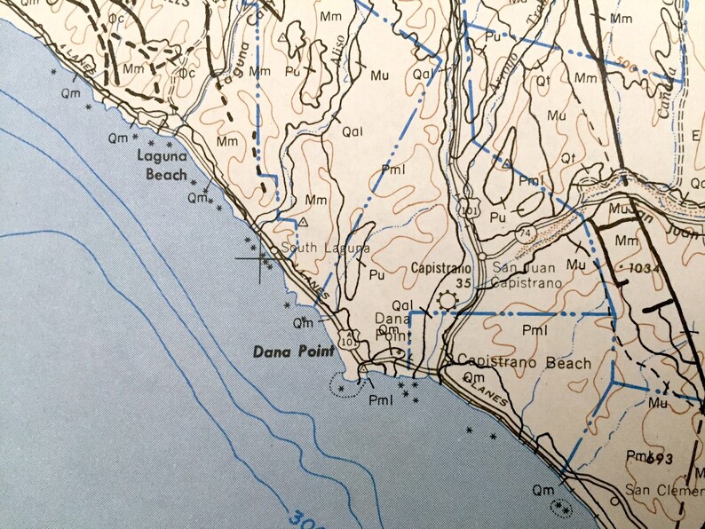 Antique Santa Ana, California 1955 US Geological Survey Topographic Map ...