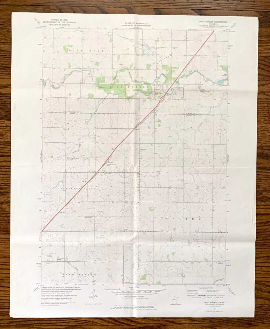 Antique High Forest, Minnesota 1974 US Geological Survey Topographic ...