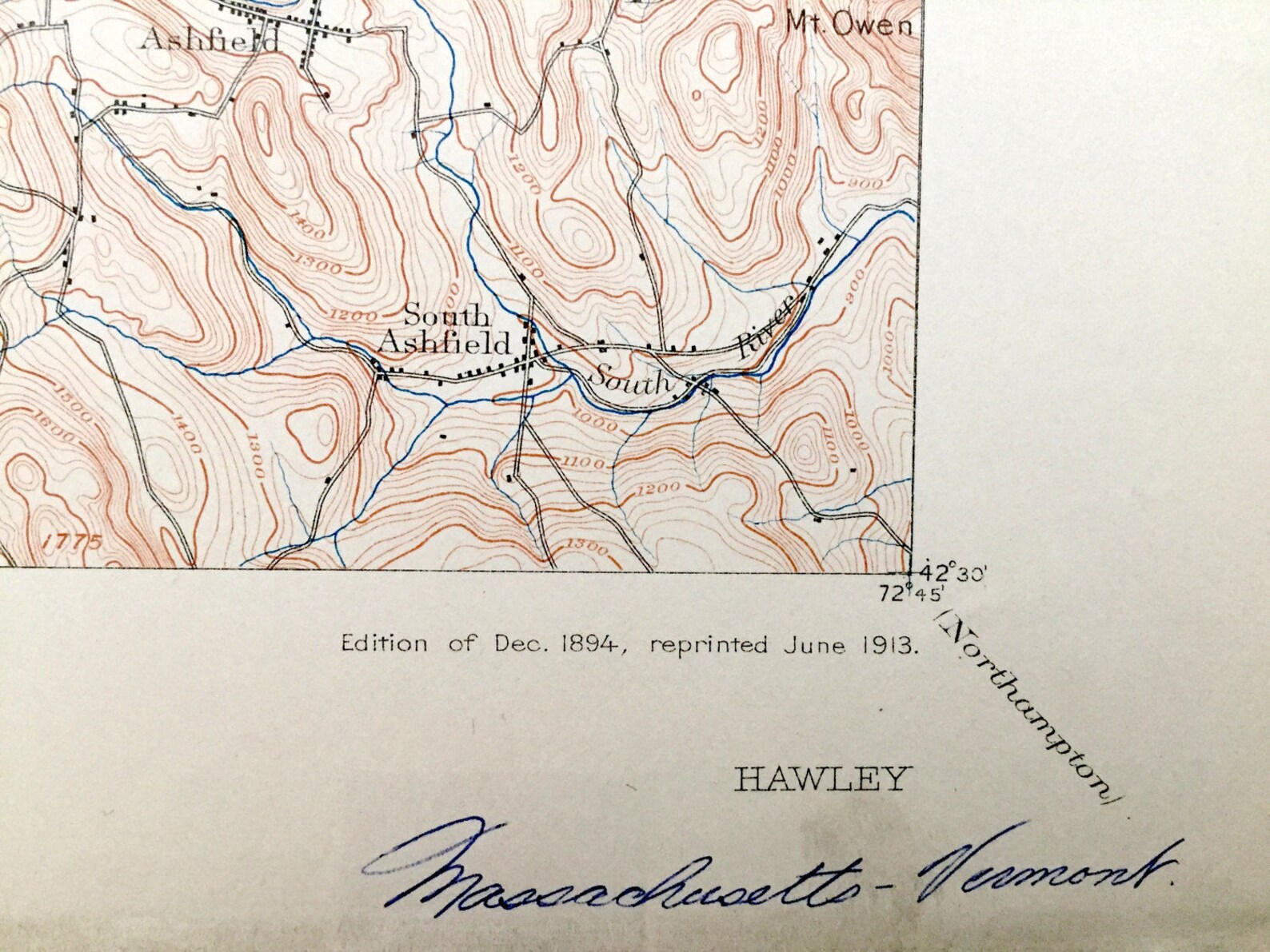 Antique Hawley Massachusetts 1894 US Geological Survey | Etsy