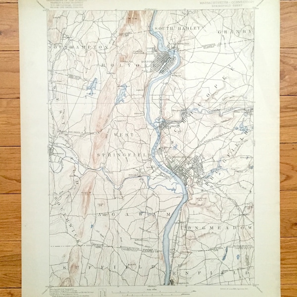 Old Map of South Hadley - Etsy