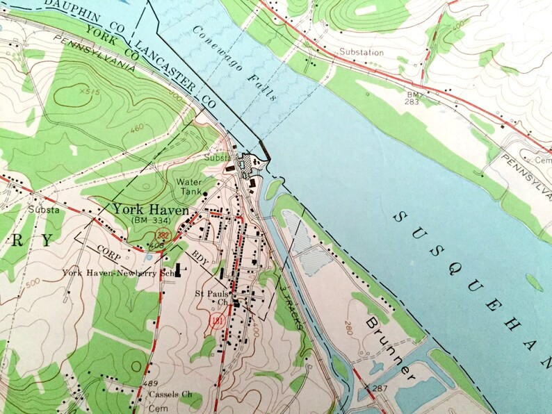Antique York Haven, Pennsylvania 1964 US Geological Survey Topographic ...