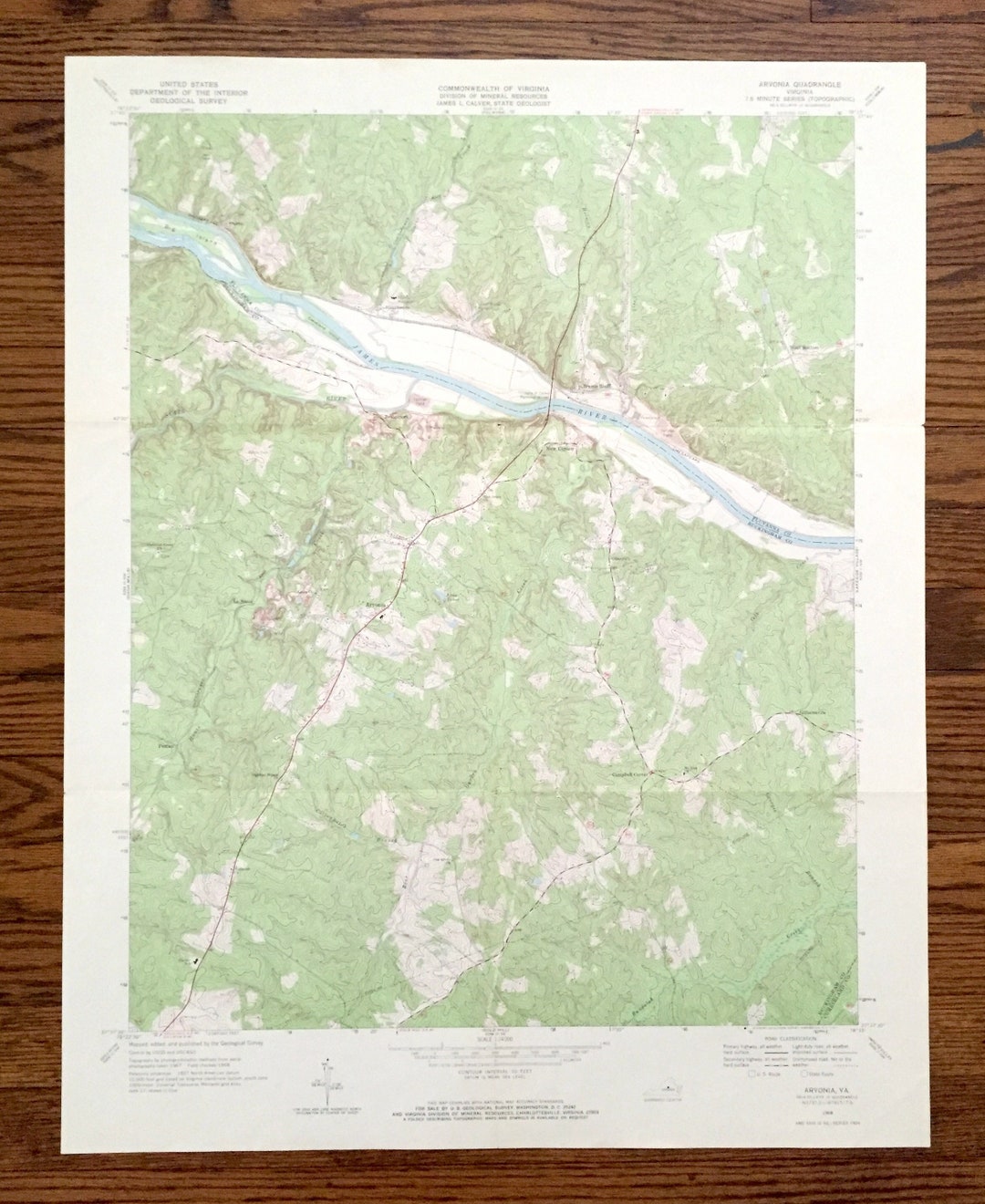 Antique Arvonia, Virginia 1968 US Geological Survey Topographic Map ...