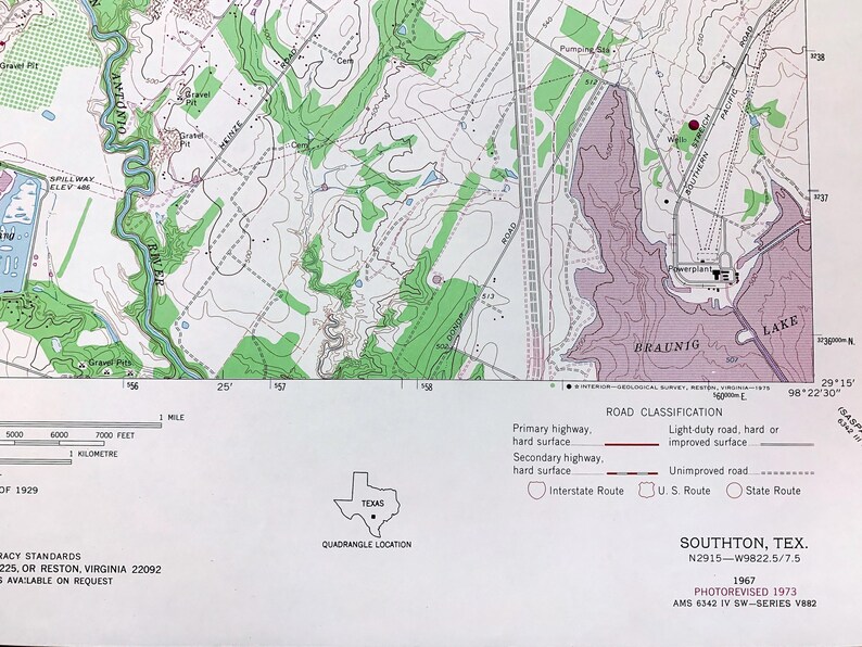 Antique San Antonio, Texas 1967 US Geological Survey Topographic Map ...