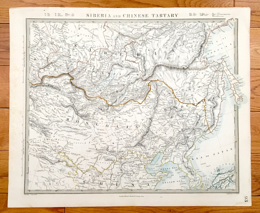 Antique 1845 Western Russia Map From SDUK Atlas Siberia, China ...