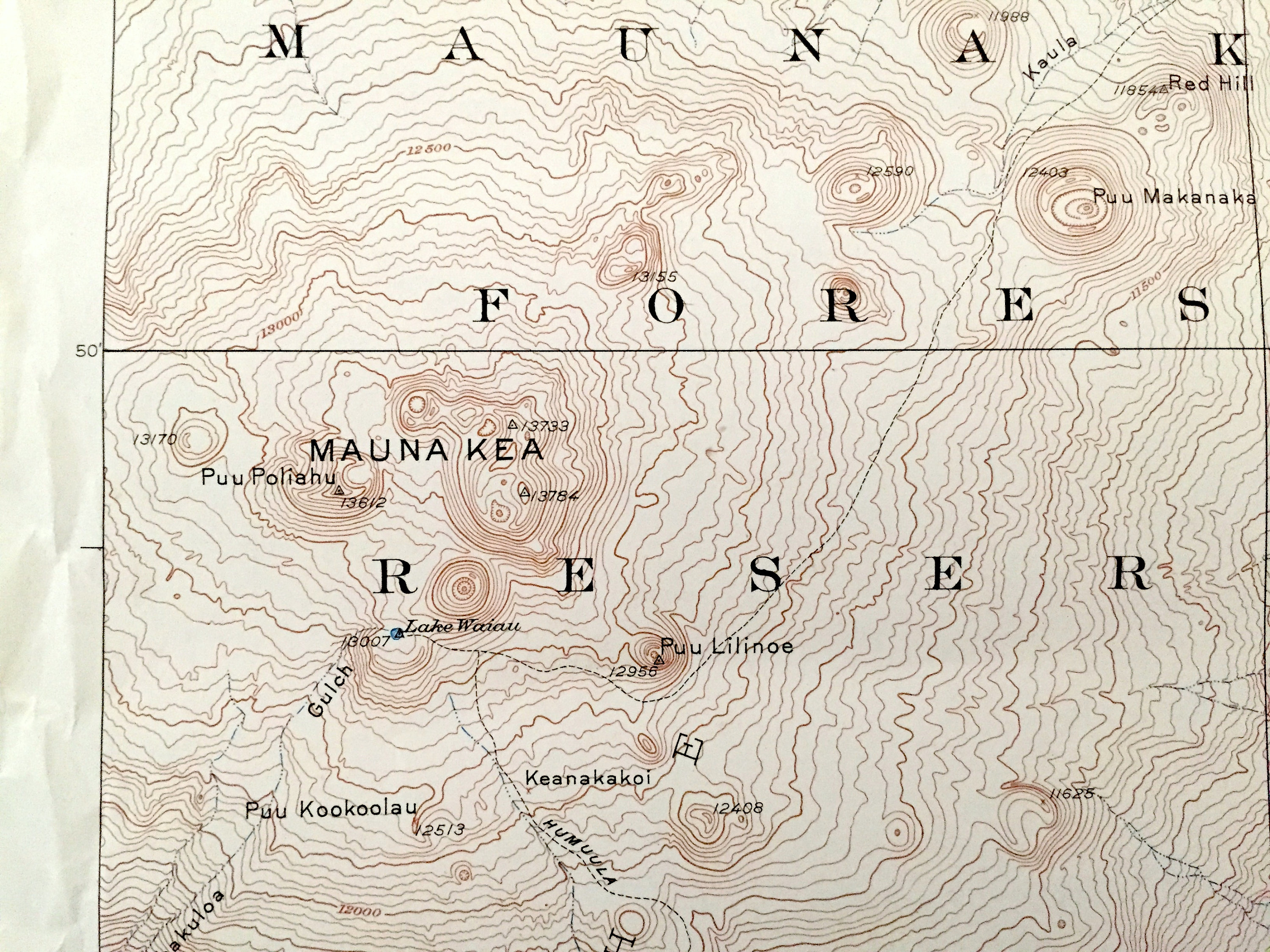 Antique Mauna Kea, Hawaii 1930 US Geological Survey Topographic Map ...