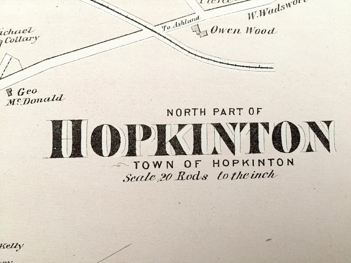 Antique 1875 Hopkinton Massachusetts Map From J.B. Beers | Etsy