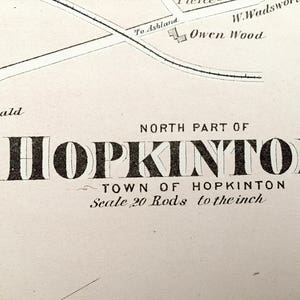 Antique 1875 Hopkinton, Massachusetts Map From J.B. Beers Atlas of ...