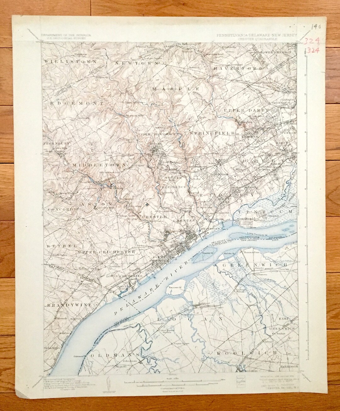 Antique Chester County, Pennsylvania 1898 US Geological Survey Map ...
