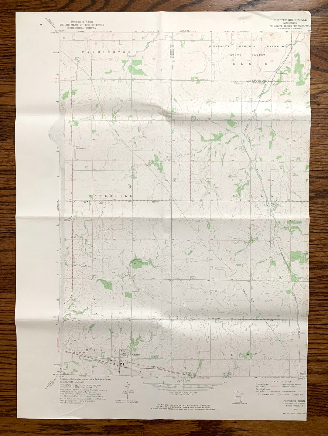 Antique Chester, Minnesota 1972 US Geological Survey Topographic Map ...
