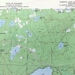 Antique Roberts Lake, Wisconsin 1973 US Geological Survey Topographic ...