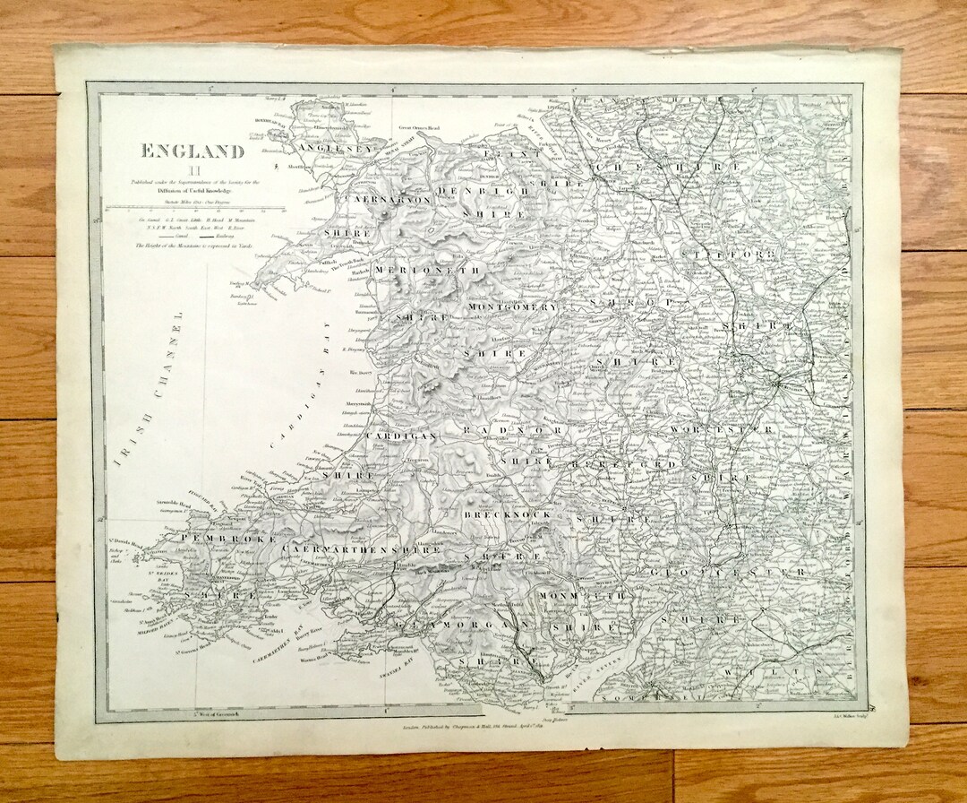 Antique 1831 Wales & England Map From SDUK Atlas – United Kingdom ...