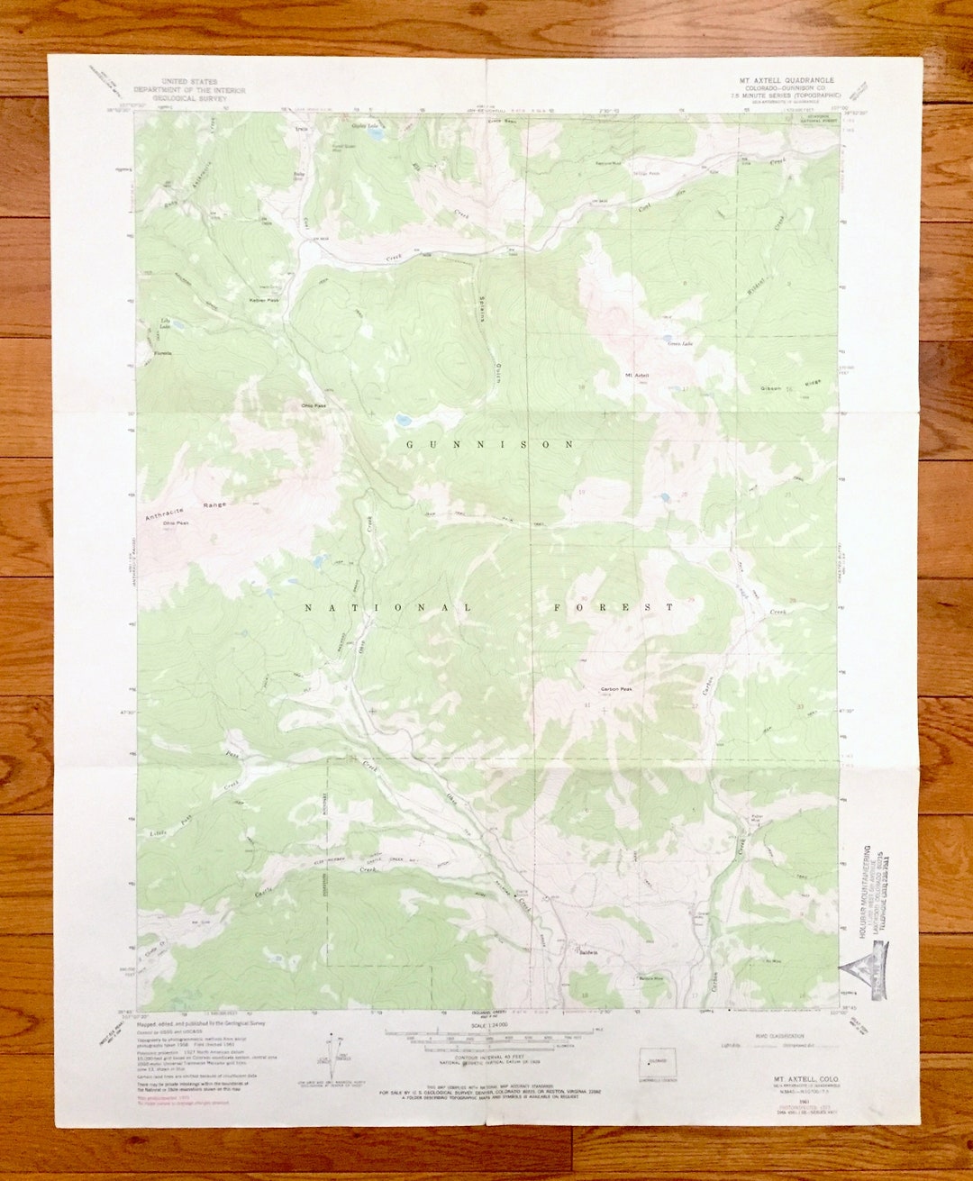 Antique Mt Axtell, Colorado 1961 US Geological Survey Topographic Map ...
