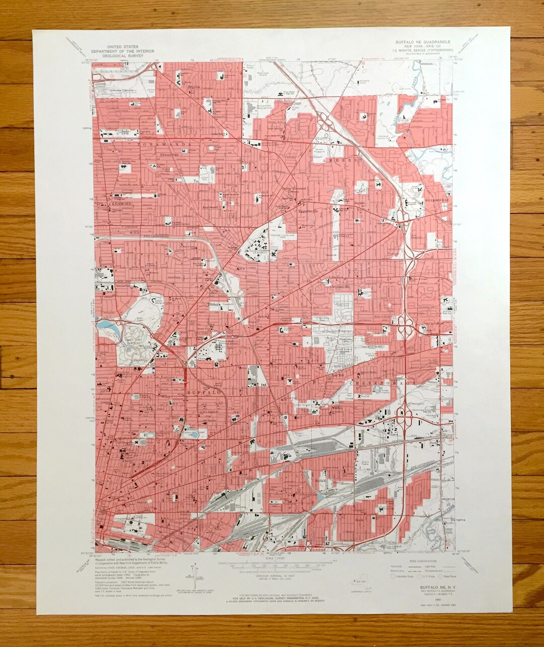 Antique Buffalo, New York 1965 US Geological Survey Topographic Map ...