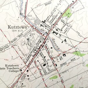 Antique Kutztown, Pennsylvania 1956 US Geological Survey Topographic ...