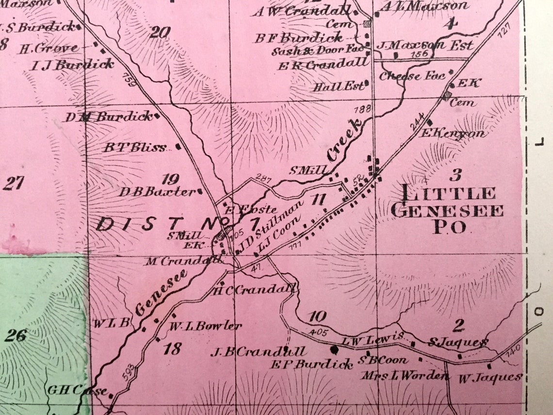 Antique 1869 Genesee New York Map From D.G. Beers Atlas of - Etsy