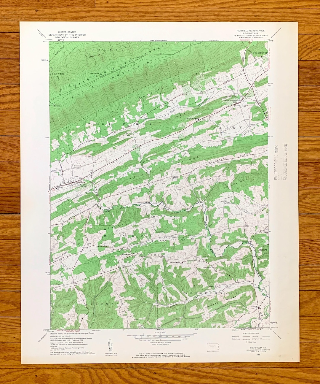 Antique Richfield, Pennsylvania 1959 US Geological Survey Topographic ...