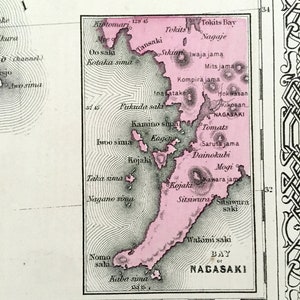Antique 1866 Japan Map by Johnson and Ward – Tokyo, Yokohama, Osaka ...
