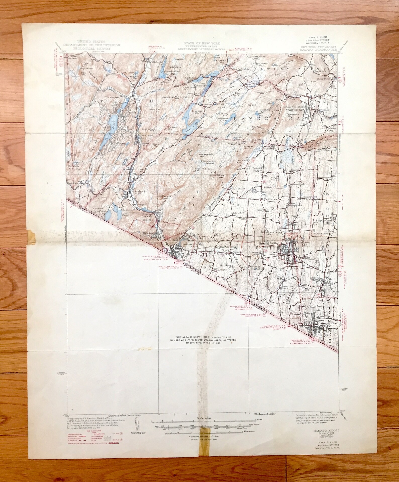 Antique Ramapo, New York 1938 US Geological Survey Map – Spring Valley ...