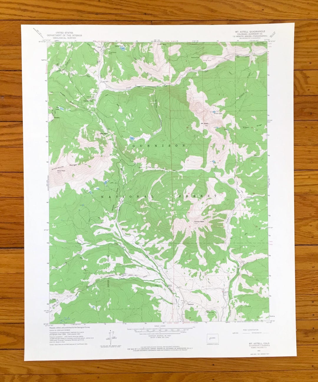 Antique Mt Axtell, Colorado 1961 US Geological Survey Topographic Map ...