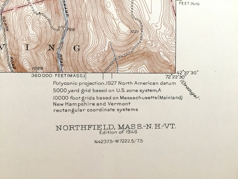 Antique Northfield Massachusetts 1946 US Geological Survey - Etsy