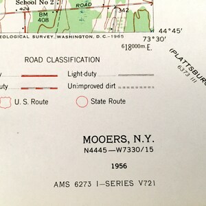 Antique Mooers, New York 1956 US Geological Survey Topographic Map ...