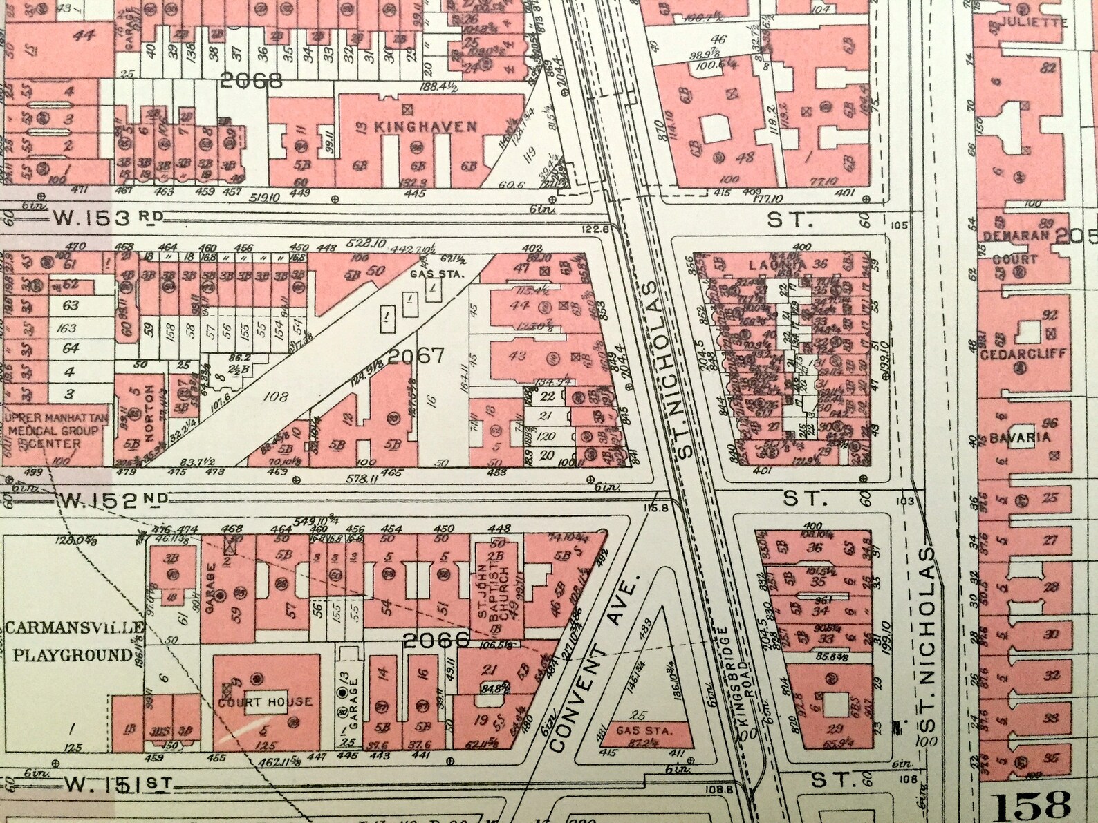 Antique Manhattan, New York City Map From Bromley's 1955 Manhattan Land ...