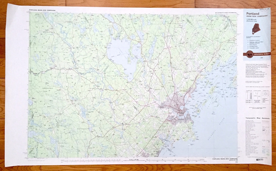 Antique Portland, Maine 1985 US Geological Survey Topographic Map ...