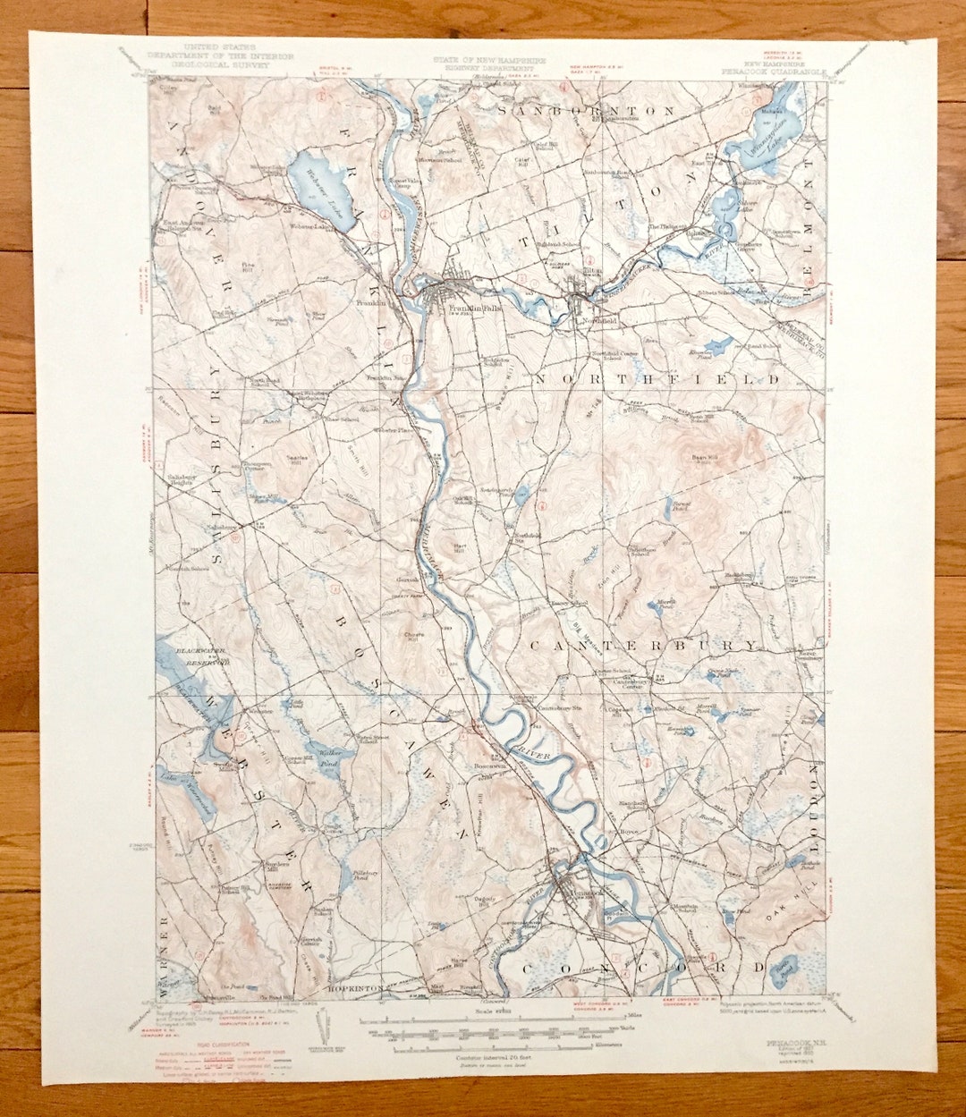 Antique Penacook, New Hampshire 1927 US Geological Survey Topographic ...
