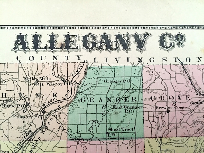 Antique 1869 Allegany County New York Map From D.G. Beers & - Etsy