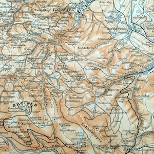 Antique 1925 Brocken, Germany Map From Baedekers Guide Atlas – Bad ...