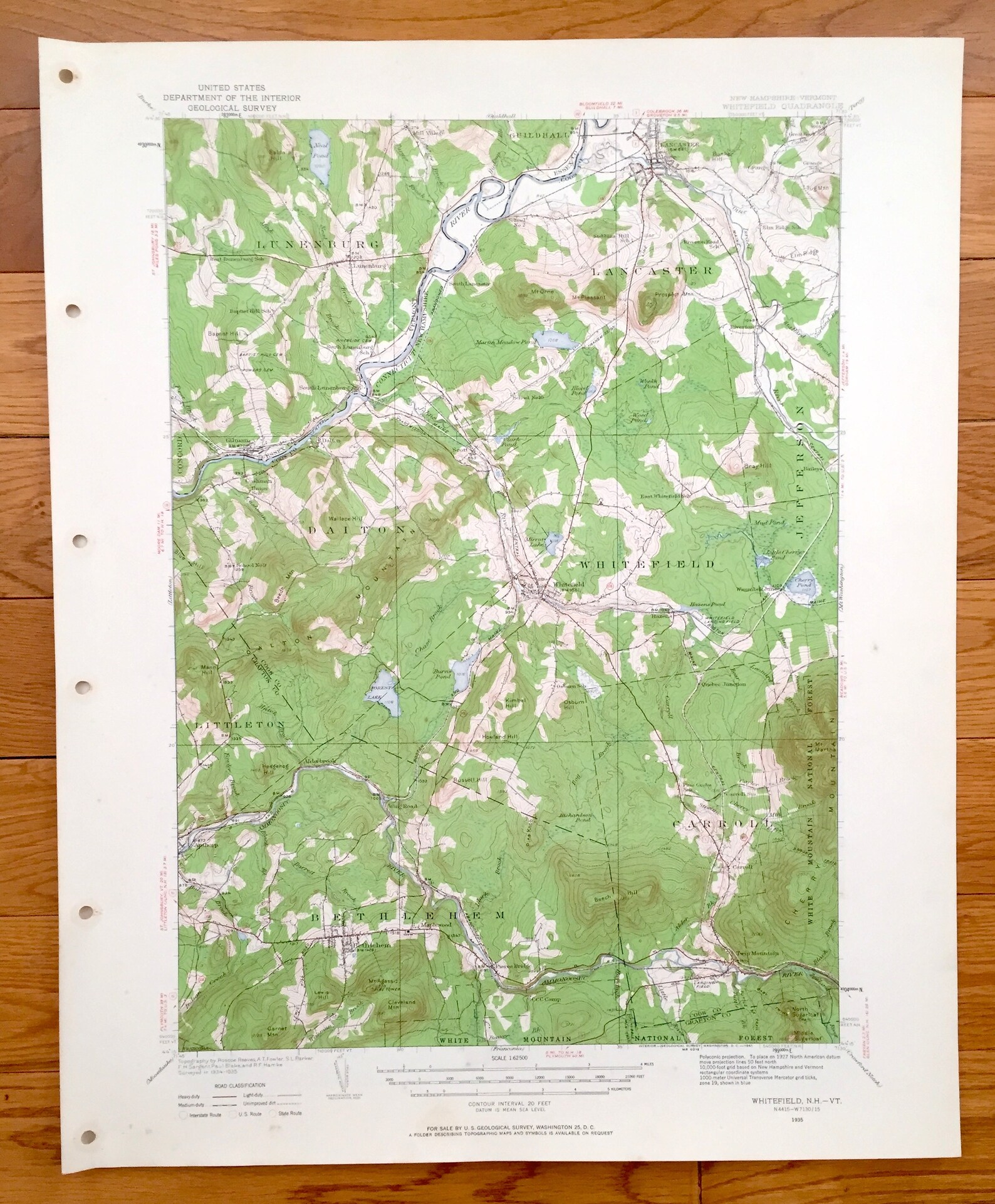 Antique Whitefield, New Hampshire & Lunenburg, Vermont 1935 US ...