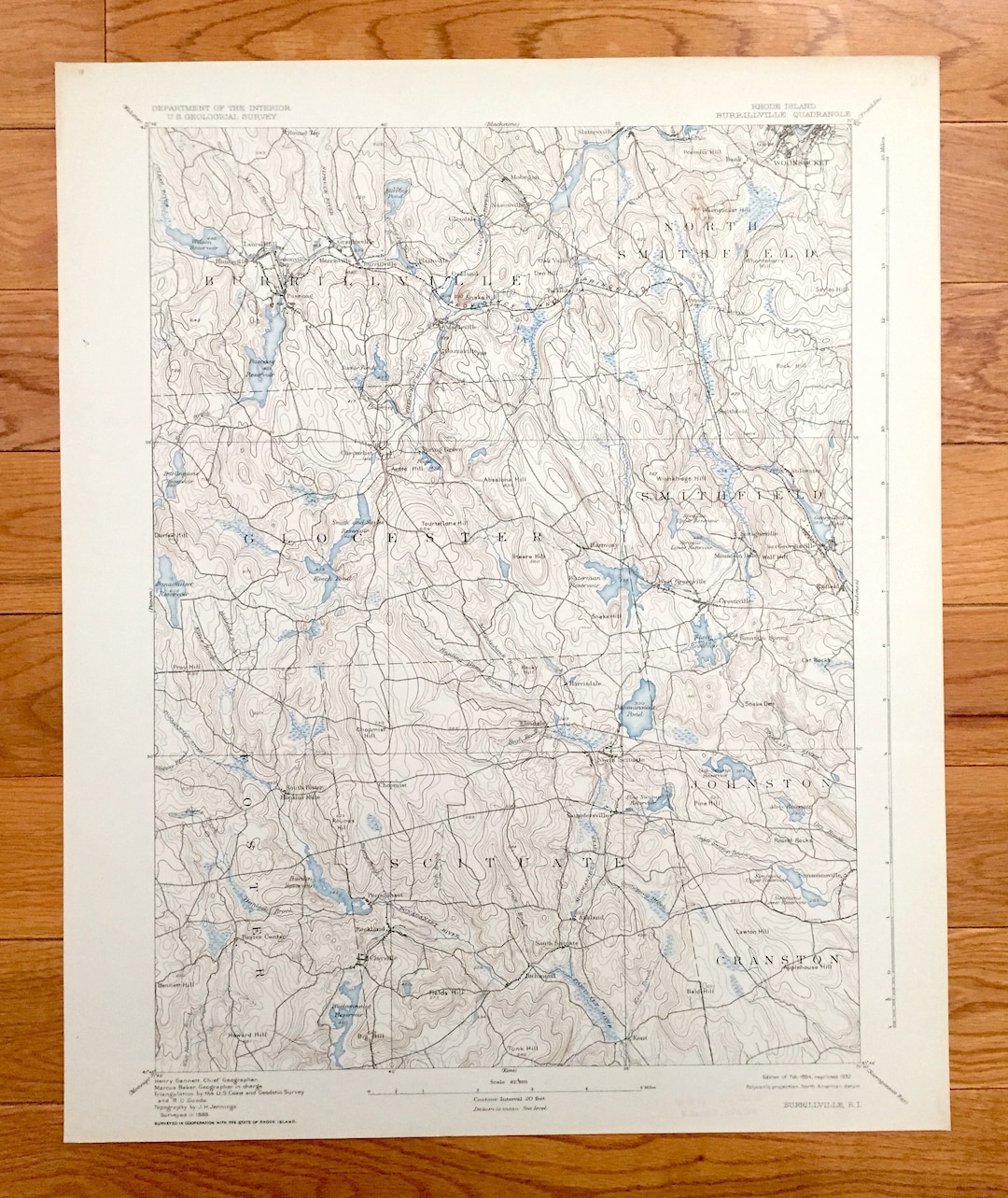 Antique Burrillville, Rhode Island 1894 US Geological Survey ...