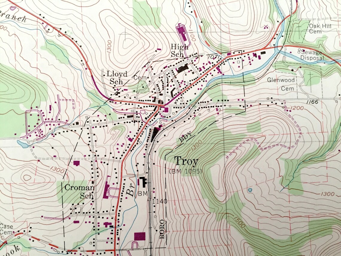 Antique Troy Pennsylvania 1957 US Geological Survey | Etsy